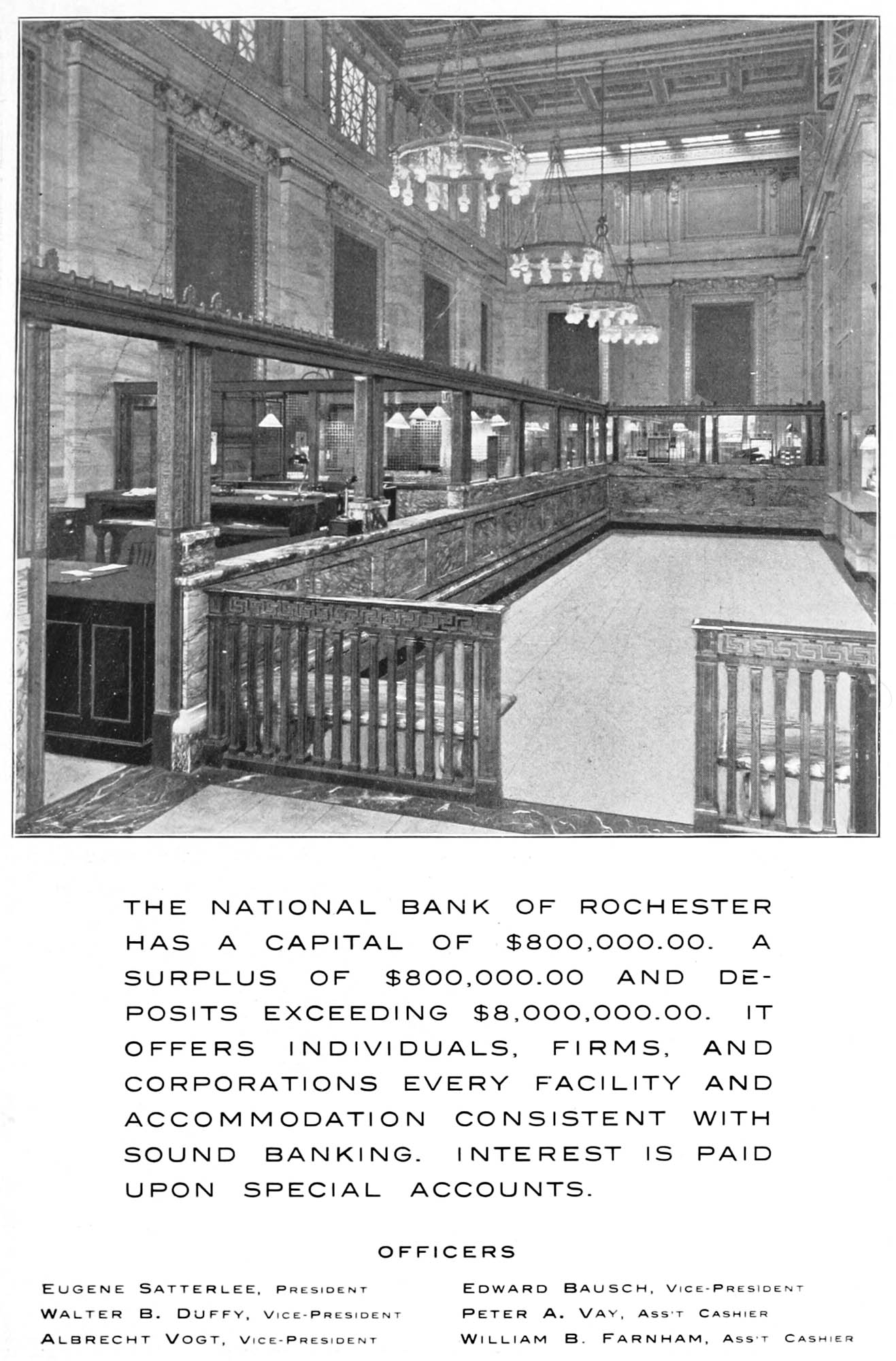 National Bank of Rochester - interior - 1906 - Pictures of Rochester ...